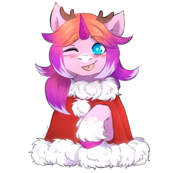 #2849244 - safe, artist:sinrinf, derpibooru import, oc, unicorn, blinking, commission, horn ...