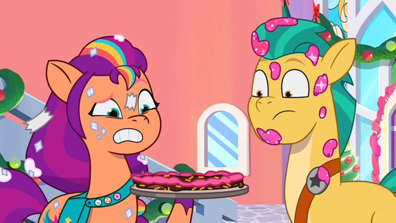 #2852953 - safe, derpibooru import, screencap, hitch trailblazer, sunny starscout, earth pony ...