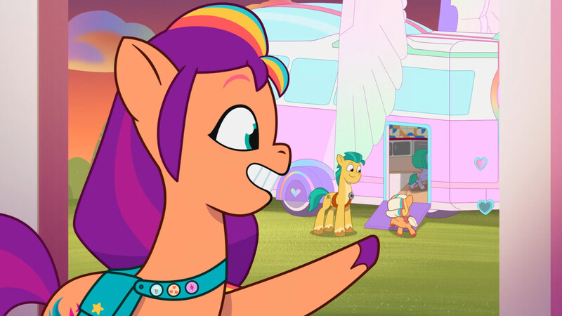 #2861065 - safe, derpibooru import, screencap, hitch trailblazer, sunny starscout, earth pony ...