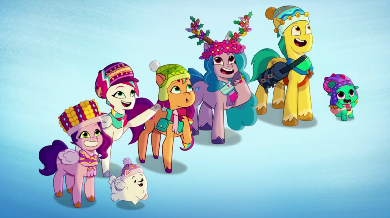 #2847997 - safe, derpibooru import, screencap, cloudpuff, hitch trailblazer, izzy moonbow, pipp ...