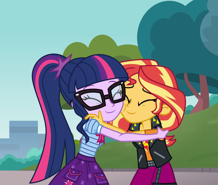 #2643562 - safe, artist:emeraldblast63, derpibooru import, sci-twi, sunset shimmer, twilight ...