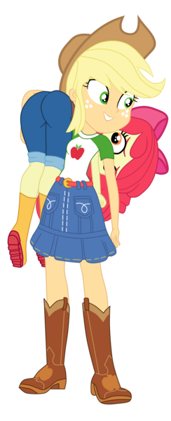 #2714937 - safe, artist:gmaplay, derpibooru import, apple bloom, applejack, equestria girls, ass ...