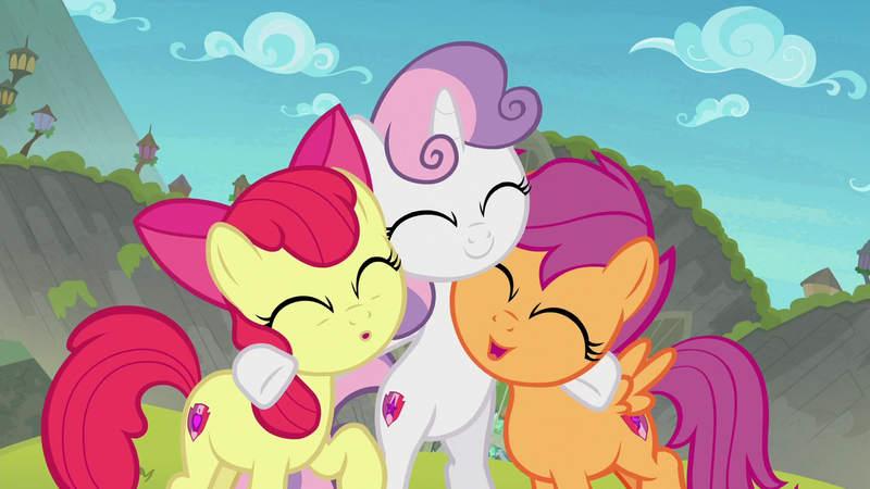 #2719752 - safe, derpibooru import, screencap, apple bloom, scootaloo, sweetie belle, earth pony ...
