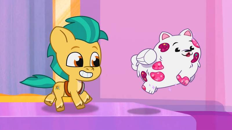 #2736442 - safe, derpibooru import, screencap, cloudpuff, hitch trailblazer, dog, earth pony ...