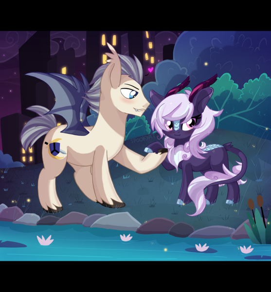 #2725582 - safe, artist:spookyle, derpibooru import, oc, oc:night shield, oc:spectra shine ...