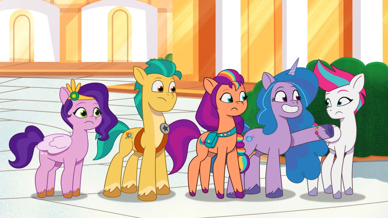 #2746438 - safe, derpibooru import, screencap, hitch trailblazer, izzy moonbow, pipp petals ...