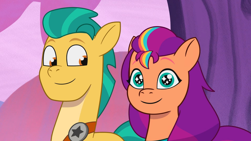 #2779312 - safe, derpibooru import, screencap, hitch trailblazer, sunny starscout, earth pony ...