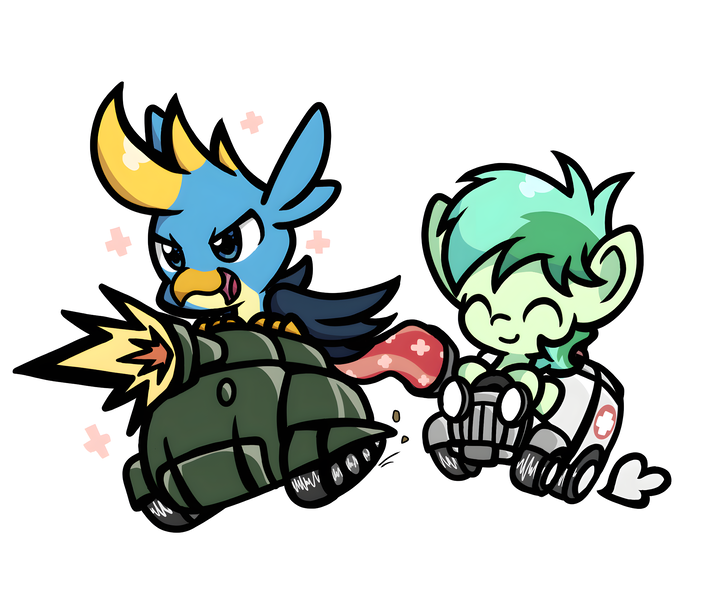 #2795740 - safe, artist:derp pone, derpibooru import, gallus, sandbar ...