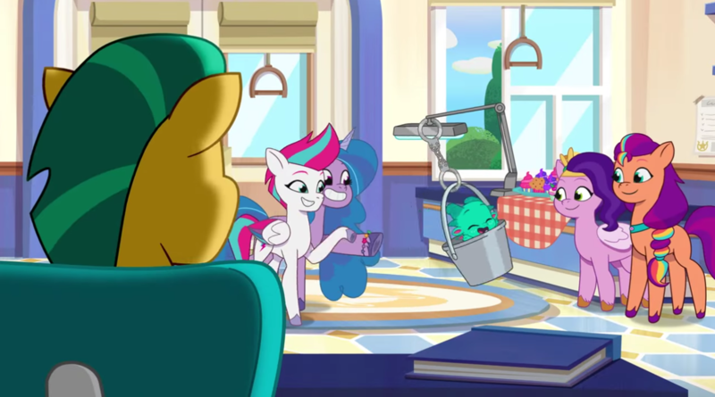 #2801138 - safe, derpibooru import, screencap, hitch trailblazer, izzy moonbow, pipp petals ...