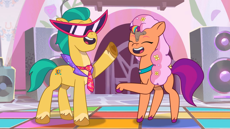 #2787901 - safe, derpibooru import, screencap, hitch trailblazer, sunny starscout, earth pony ...