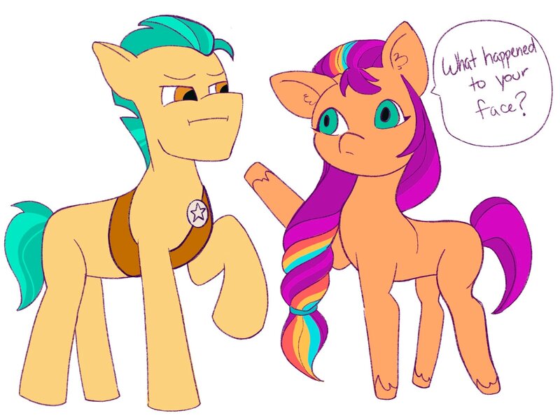 #2876768 - safe, artist:saphypone, derpibooru import, hitch trailblazer, sunny starscout, earth ...