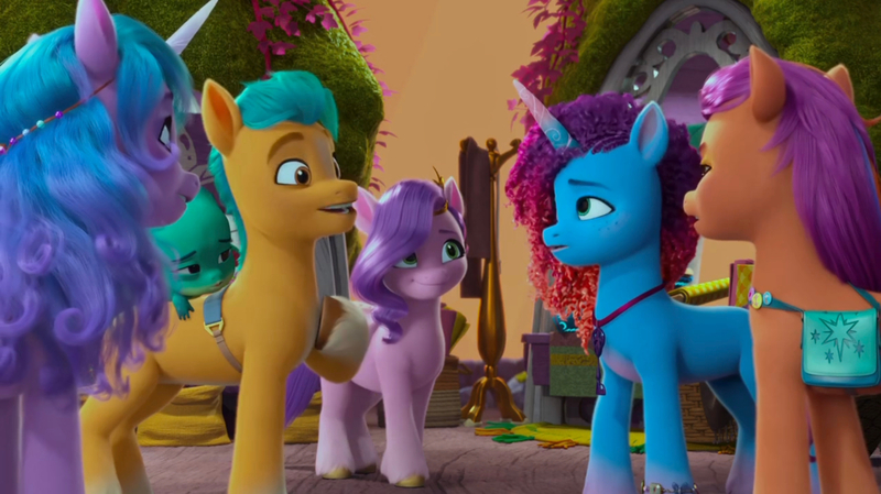 #3063945 - safe, derpibooru import, screencap, hitch trailblazer, izzy moonbow, pipp petals ...