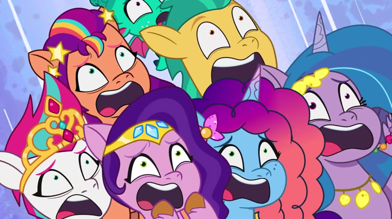 #3066669 - safe, derpibooru import, screencap, hitch trailblazer, izzy moonbow, pipp petals ...