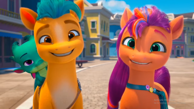 #3097740 - safe, derpibooru import, screencap, hitch trailblazer, sparky sparkeroni, sunny ...