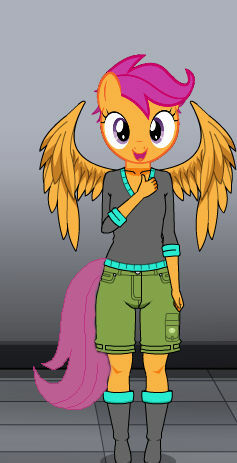 #3100291 - safe, ponerpics import, scootaloo, anthro, human, humanized ...