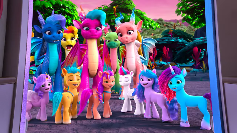 #3102535 - safe, derpibooru import, official, screencap, hitch trailblazer, izzy moonbow, pipp ...