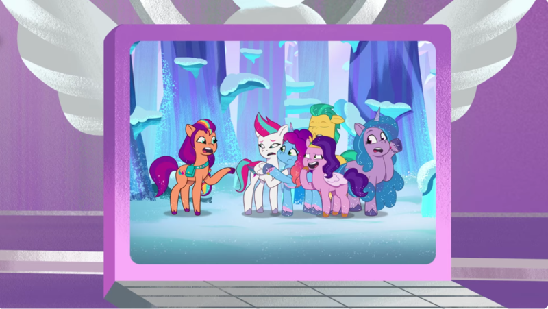 #3122999 - safe, derpibooru import, screencap, hitch trailblazer, izzy moonbow, pipp petals ...