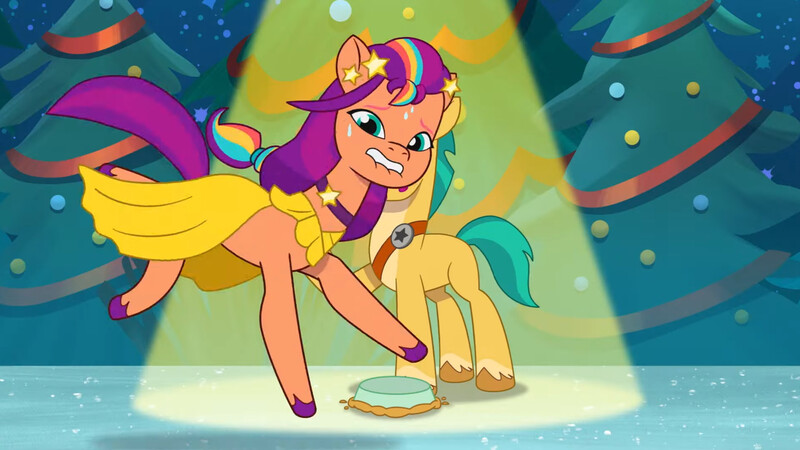 #3113901 - safe, derpibooru import, screencap, hitch trailblazer, sunny starscout, earth pony ...