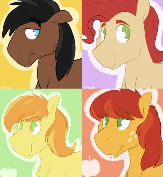 #2891264 - safe, artist:cottonsulk, derpibooru import, braeburn, oc, oc:gingerbread, oc:half ...