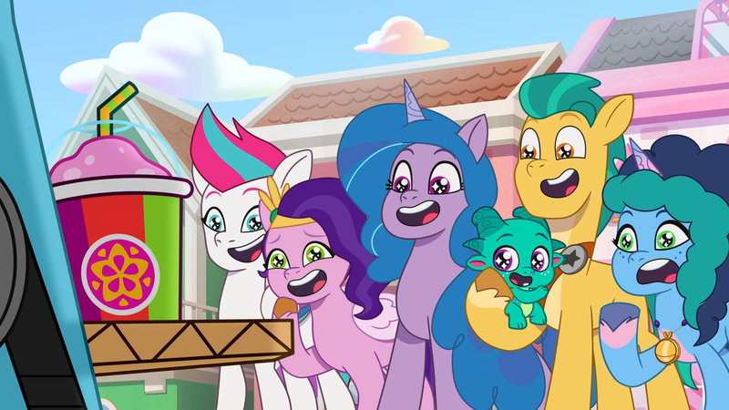 #2906204 - safe, derpibooru import, screencap, hitch trailblazer, izzy moonbow, misty, pipp ...