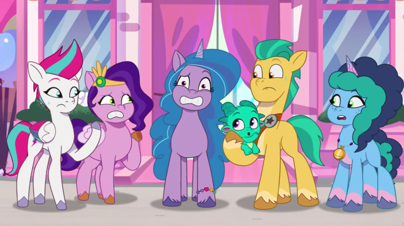 #2906242 - safe, derpibooru import, screencap, hitch trailblazer, izzy moonbow, misty, pipp ...