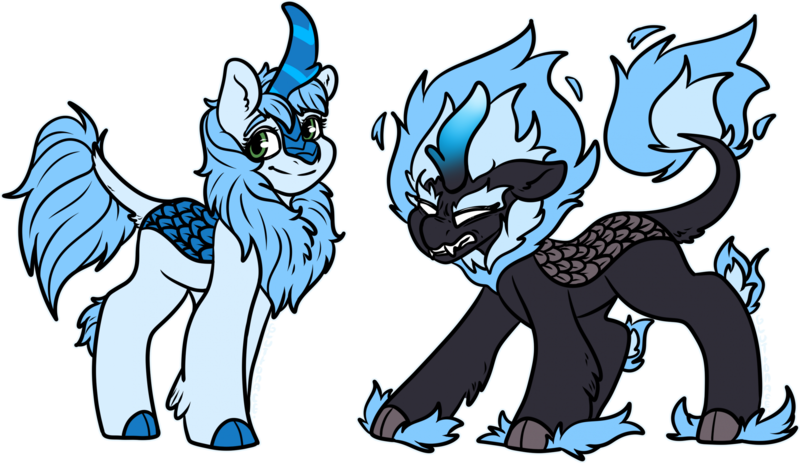 #2929076 - safe, artist:sexygoatgod, derpibooru import, oc, oc:icyfu, kirin, nirik, angry, blue ...