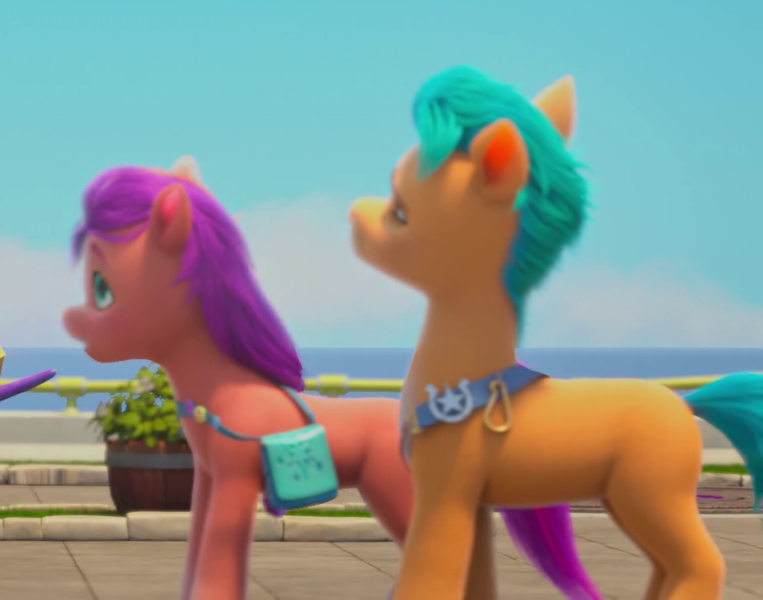 #2929973 - safe, derpibooru import, screencap, hitch trailblazer, sunny starscout, earth pony ...