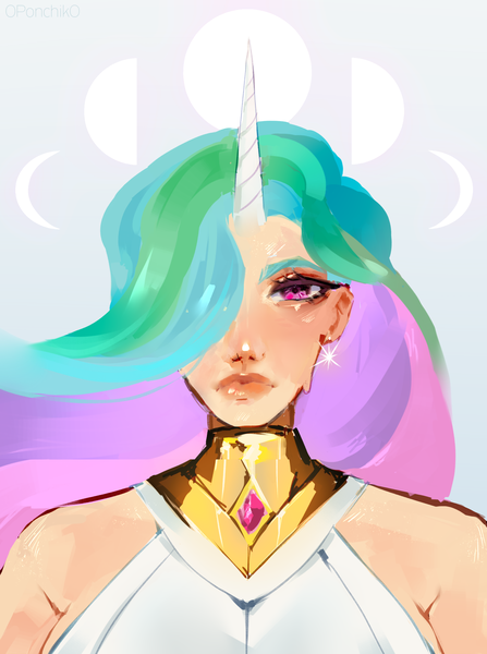 2940738 Safe Artist0ponchik0 Derpibooru Import Princess Celestia Human Bust Digital