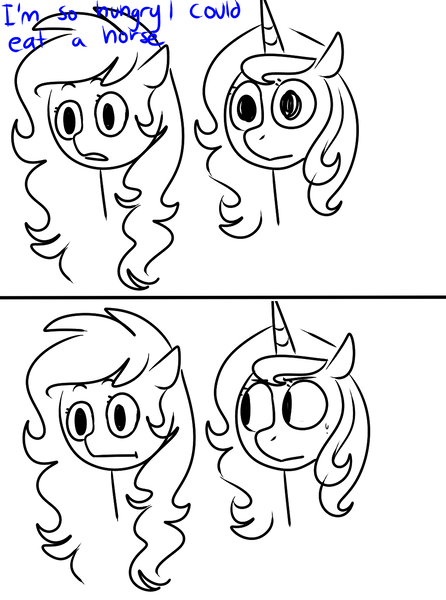 #2945056 - safe, artist:chandelurres, derpibooru import, oc, pony, unicorn, bust, dialogue, duo ...