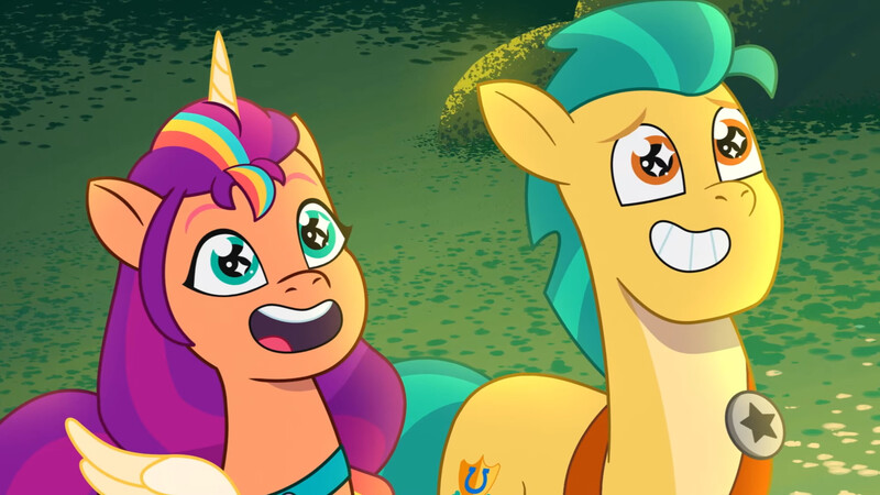 #2949853 - safe, derpibooru import, screencap, hitch trailblazer, sunny starscout, alicorn ...