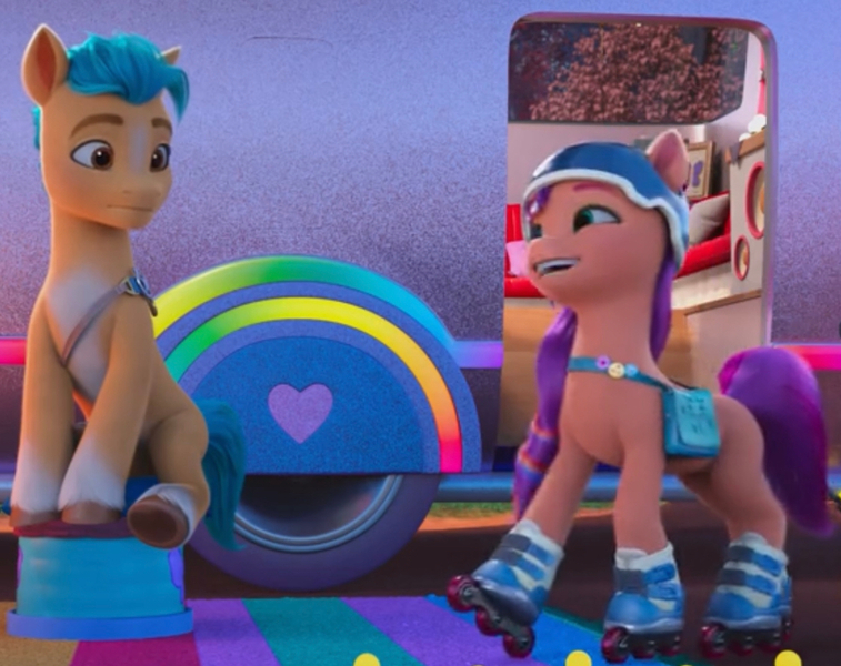 #3001009 - safe, derpibooru import, edit, edited screencap, screencap, hitch trailblazer, sunny ...