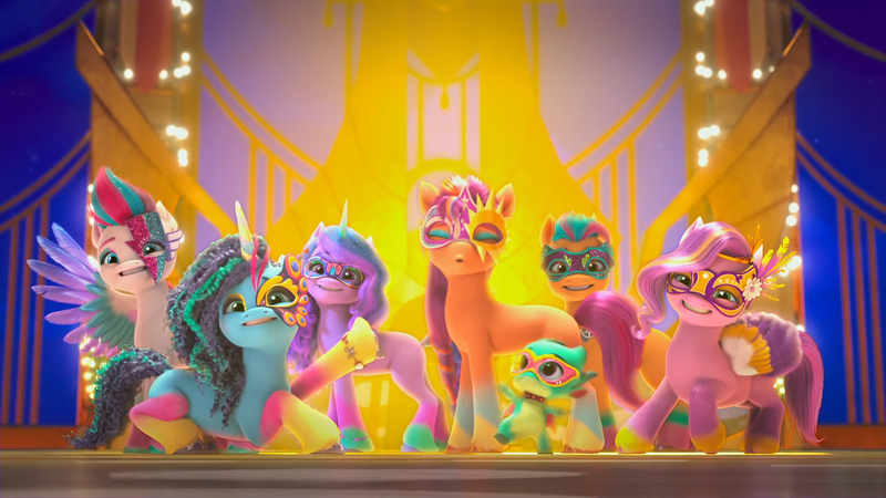 #2988393 - safe, derpibooru import, screencap, hitch trailblazer, izzy moonbow, pipp petals ...