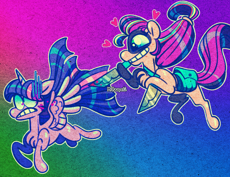 #2988584 - safe, artist:mrraapeti, derpibooru import, sunny starscout, twilight sparkle, alicorn ...