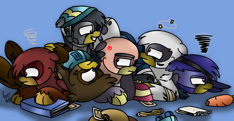 #3013832 - safe, artist:beesmeliss, derpibooru import, grampa gruff, oc, oc:gareth, oc:gideon ...