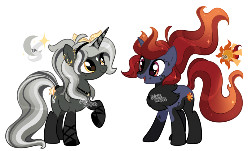 #3017446 - safe, artist:dixieadopts, derpibooru import, oc, oc:silver moon, oc:solar fire ...