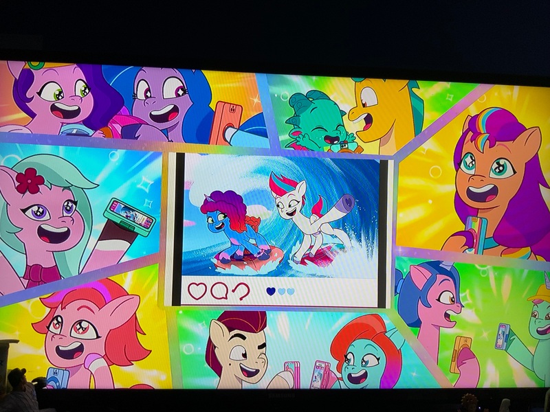 #3021452 - safe, derpibooru import, screencap, hitch trailblazer, izzy moonbow, pipp petals ...