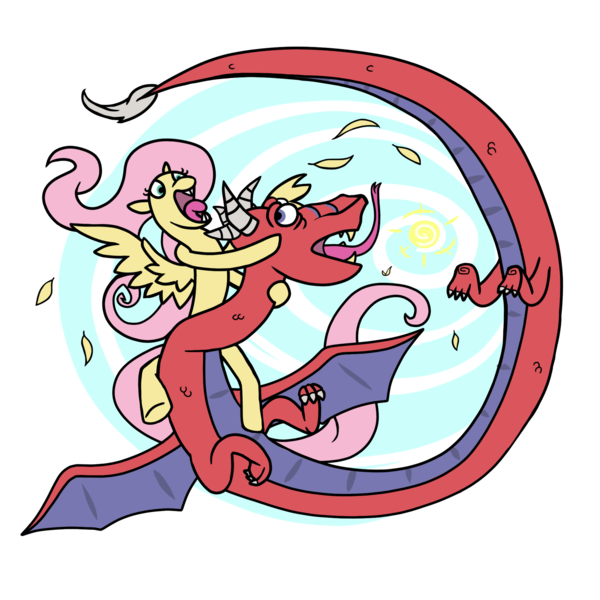 #3032966 - safe, artist:mafon, derpibooru import, fluttershy, dragon ...