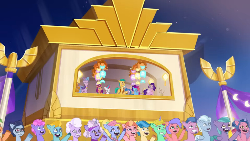 #3044196 - safe, derpibooru import, screencap, hitch trailblazer, izzy moonbow, pipp petals ...