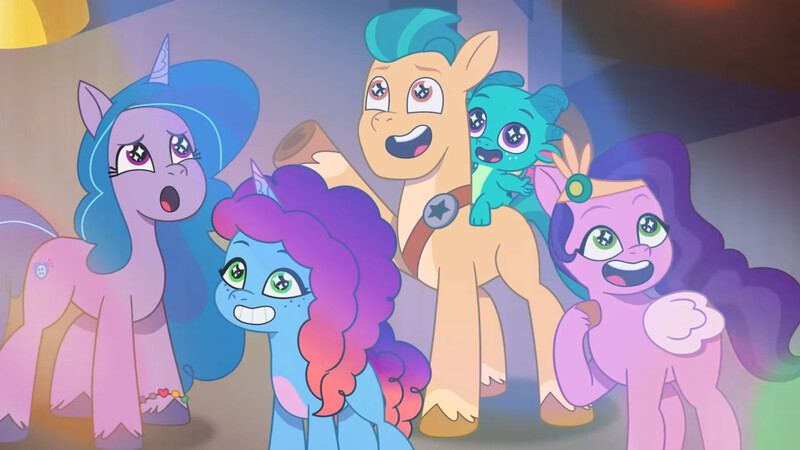 #3045564 - safe, derpibooru import, screencap, hitch trailblazer, izzy moonbow, pipp petals ...