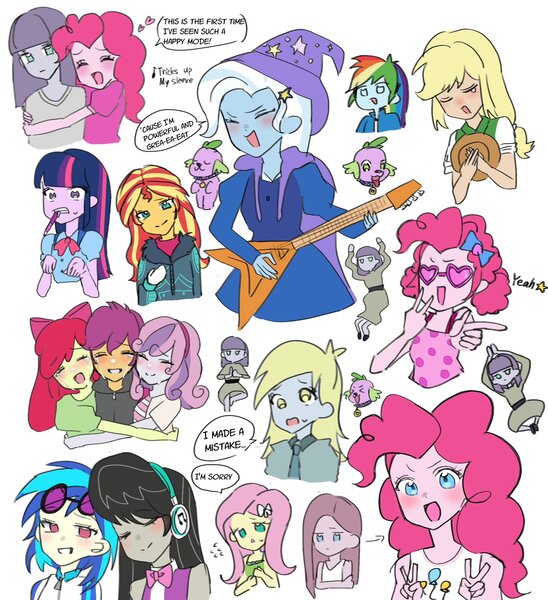 #3132614 - safe, artist:cerise, derpibooru import, apple bloom, applejack, derpy hooves ...