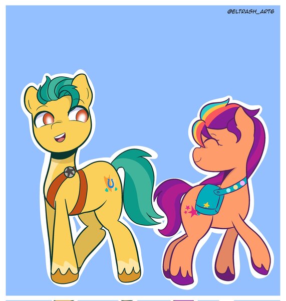 #3363759 - safe, artist:eltrash_art6, derpibooru import, hitch trailblazer, starlight glimmer ...
