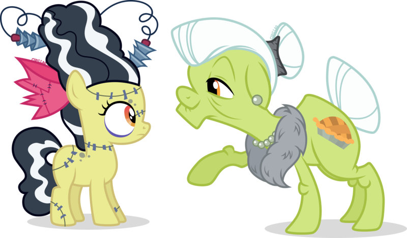 #3351596 - safe, artist:cirillaq, derpibooru import, apple bloom, granny smith, pony, clothes ...