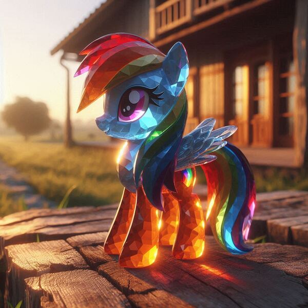 #3384577 - safe, ai content, machine learning generated, rainbow dash, crystal pony, pegasus ...