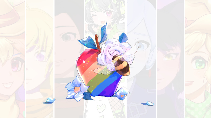 #3386357 - safe, artist:卯卯七, derpibooru import, applejack, rainbow dash ...