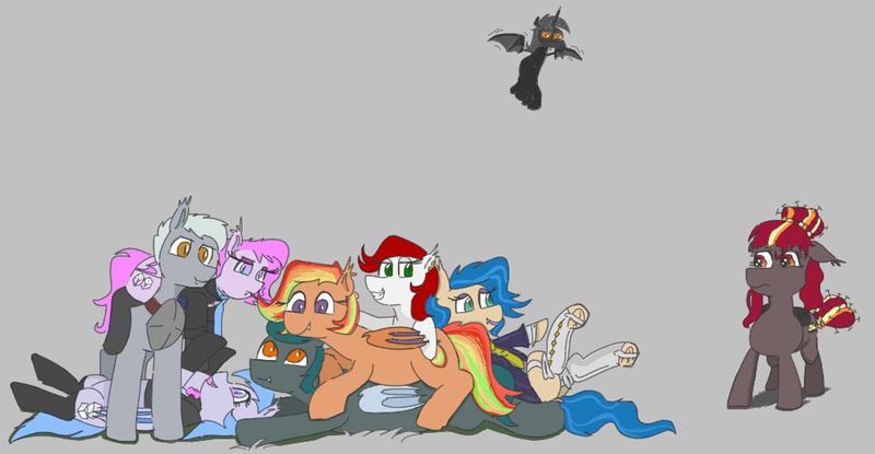 #3391642 - safe, artist:otl crafts, derpibooru import, oc, oc:corona chan, oc:footget, oc:lucky ...