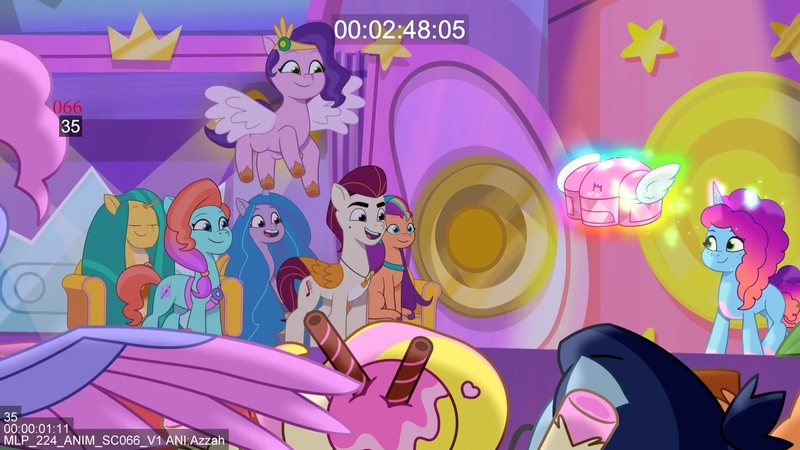 #3391649 - safe, derpibooru import, screencap, hitch trailblazer, izzy moonbow, misty brightdawn ...