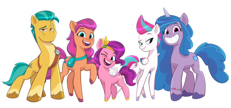 #3381503 - safe, derpibooru import, official, hitch trailblazer, izzy moonbow, pipp, pipp petals ...