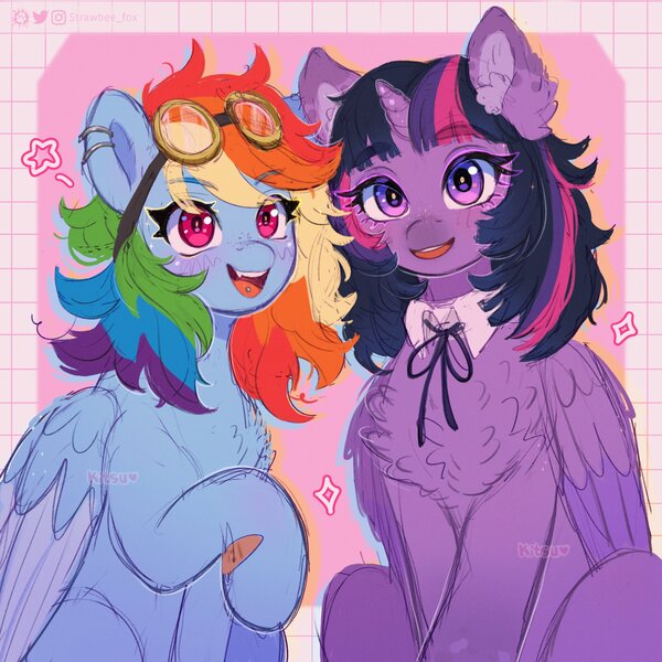 #3417522 - safe, artist:kitsu, artist:strawbee_fox, derpibooru import, rainbow dash, twilight ...