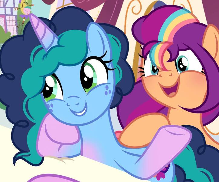 #3402853 - safe, artist:cstrawberrymilk, derpibooru import, sunny starscout, earth pony, unicorn ...