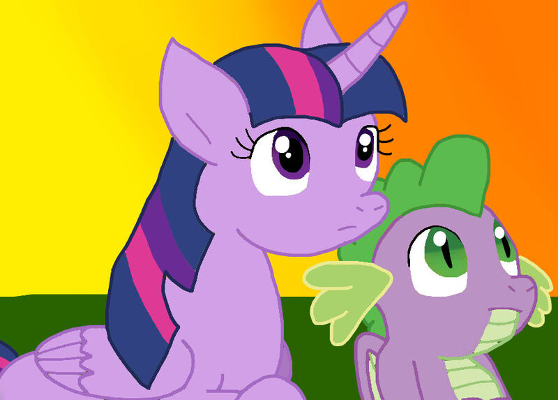 #3162201 - safe, artist:cmara, derpibooru import, spike, twilight sparkle, twilight sparkle ...